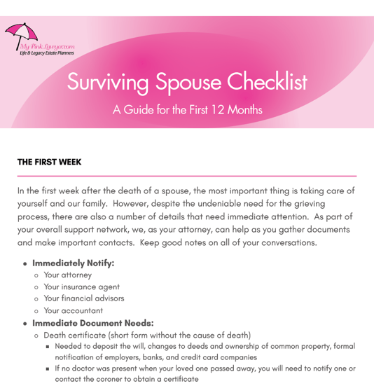 Surviving Spouse Checklist | My Pink Lawyer